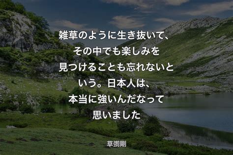 雑草のように生き抜いてその中でも楽しみを見つけることも忘れないという日本人は本当に強いんだなって思いました 草彅剛
