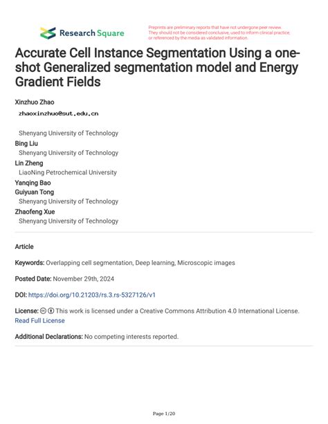pdf accurate cell instance segmentation using a one shot generalized