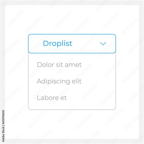 Activated Droplist UI Element Template Editable Isolated Vector Dashboard Component Flat User