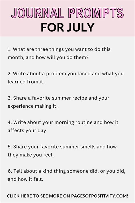 Journal Prompts For July In 2024 Journal Prompts Writing Therapy
