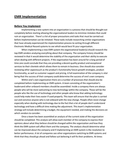 Emr Implementation Docx