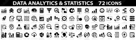 Data Analytics 72 Icon Set Database Icons Big Data Analysis Technology Symbol Graphs Traffic