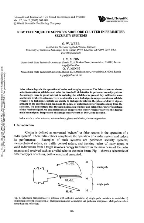 Pdf New Technique To Suppress Sidelobe Clutter In Perimeter Security Systems