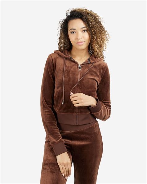 Shop Juicy Couture Big Bling Velour Full Zip Hoodie J2ftv103 J8028