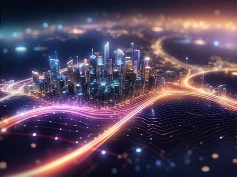 Premium AI Image Connected Smart City Abstract Dot Points Interconnected