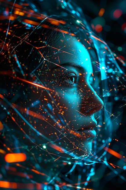Premium Photo 3d Representation Of A Woman Emerging From A Digital Matrix