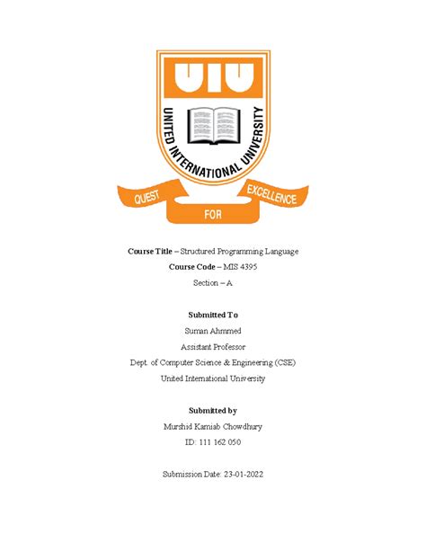 Final Assignment Spl Course Title Structured Programming Language Course Code Mis 4395