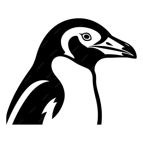 A Bold Black And White Illustration Of A Penguins Head Perfect For