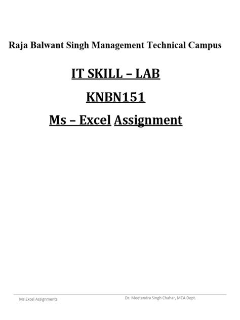Excel Assignments Pdf Microsoft Excel Spreadsheet