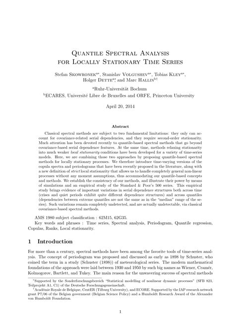 Pdf Quantile Spectral Analysis For Locally Stationary Time Series