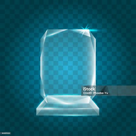투명 하 게 빛나는 빈 벡터 아크릴 크리스탈 유리 트로피 수상 서식 파일 3차원 형태에 대한 스톡 벡터 아트 및 기타 이미지 3차원 형태 Championship
