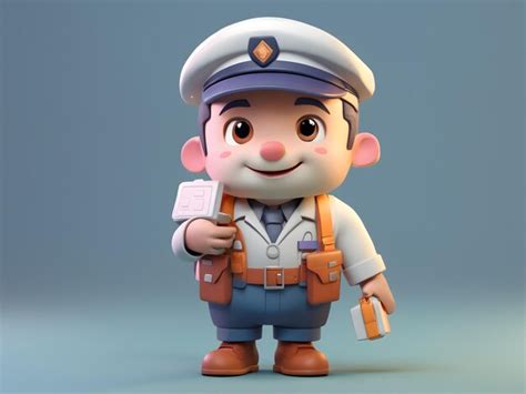 Premium Photo Tiny Cute Isometric Soft Smooth Lighting 3d Render Postman