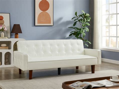 Futon Sofa Bed Convertible Sleeper Sofa Loveseat Couch Pu Leather