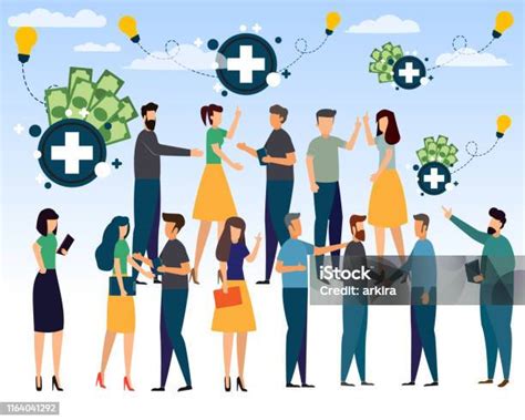 긍정적 인 사고를 가진 사람들의 그룹은 삶과 경력에서 더 나은 삶과 성공을 만듭니다 긍정적 인 사고와 좋은 연기의 성공 긍정적 인 사고 개념 벡터 그림 개발에 대한 스톡