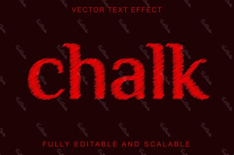 Red Chalk Font Style Effect Vector File Illustrator Premium