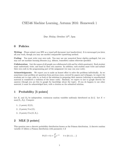 Hw1 Machine Learning Is The Study Of Computer Algorithms That Improve Automatically CSE546
