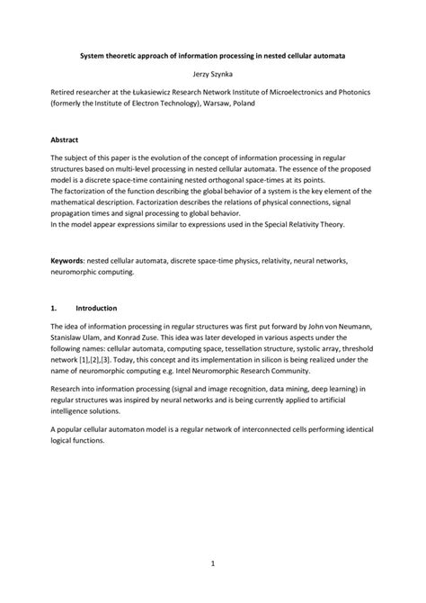 system theoretic approach of information processing in nested cellular