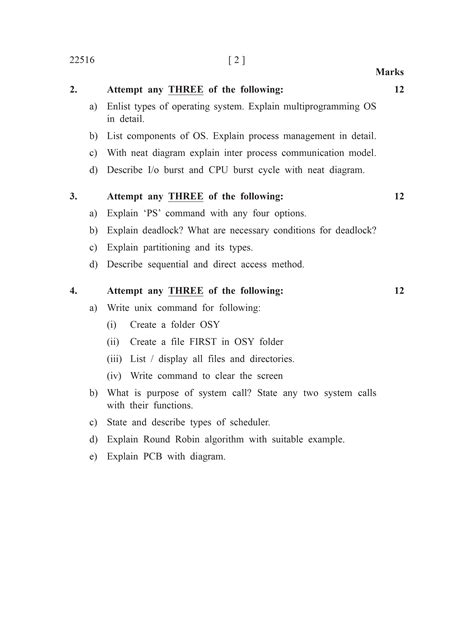 Operating Systems 22516 Old Question Paper With Model Answers Winter 2019