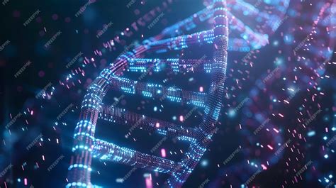 Intertwining Dna Helix And Binary Code Representing Genetic Data And Bioinformatics Premium Ai