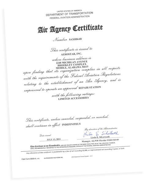 Certifications Aerostar