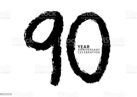 90 주년 기념 축하 블랙 컬러 로고 타입 벡터 90 숫자 디자인 90 번째 생일 초대장 로고 번호 디자인 벡터 일러스트 레이 션 블랙 브러시 스트로크 그림 2022년에
