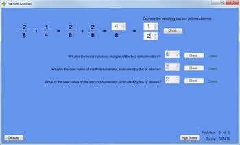 Fraction Addition Game A Computer Game Teaching Adding Fractions