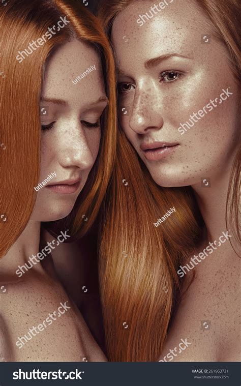 Two Women Twins Girl Redhead Beautiful Portrait Stock Photo Shutterstock