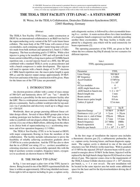 Pdf The Tesla Test Facility Ttf Linac Astatusreport