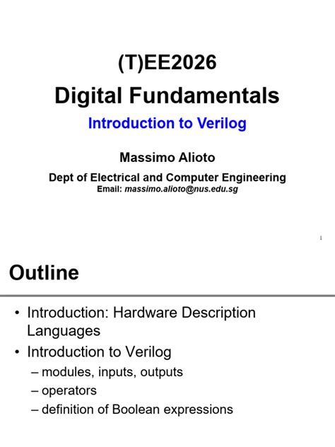 Ee2026 L3 Verilog Intro Pdf Hardware Description Language