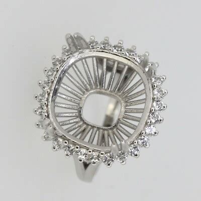 Sterling Silver Semi Mount Ring Setting Cushion Cu 15x15mm Halo Topaz