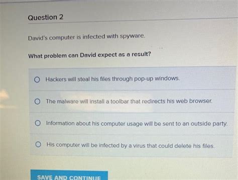 Solved Question 2 Davids Computer Is Infected With Spyware