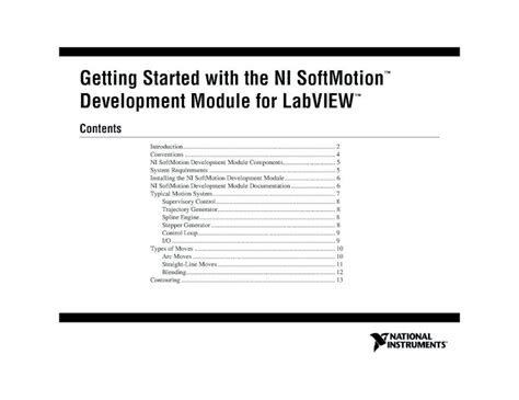Pdf Getting Started With The Ni Softmotion Development Module Supportdaq