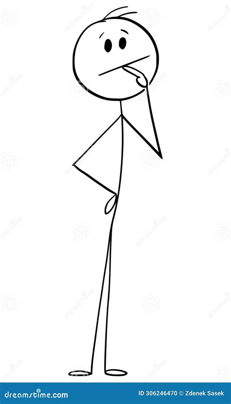 Person Thinking About Problem Vector Cartoon Stick Figure Illustration Stock Vector