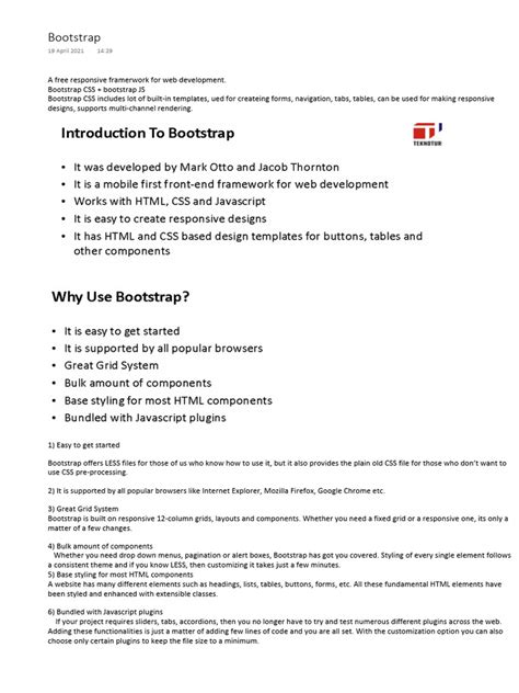 Bootstrap Notes Pdf