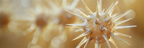 Microscopic View Of Spiky Virus Particles Showcasing Intricate Surface Details And Textures