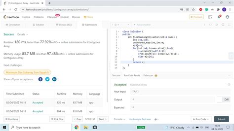 525 Contiguous Array C Leetcode Daily Problem Solution 04 02 22 Youtube