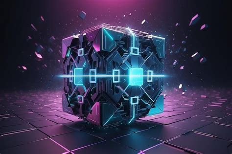 Premium Photo Blockchain Technology With Abstract Background 3d Rendering