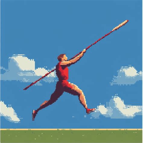 Illustration Of A Man Throwing A Javelin In The Sky Premium AI Generated Image