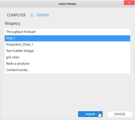 Import A Widget From Alpana Server Alpana 2023r1