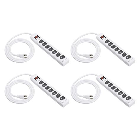 Amazon Com AmazonCommercial Power Strip Surge Protector PACK White S P O A