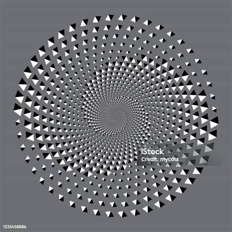 하프톤 흑백 삼각형을 배경 또는 로고 또는 아이콘으로 동그라미로 표시합니다 착시 효과 검은색에 대한 스톡 벡터 아트 및 기타 이미지 검은색 고대비 고풍스런 Istock