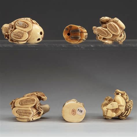 Netsukes Sex Stycken Elfenben Japan Meiji Omkring 1900 Bukowskis