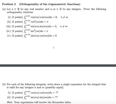 Solved Problem 2 Orthogonality Of The Trigonometric Solved Problem 2 Orthogonality Of The Trigonometric
