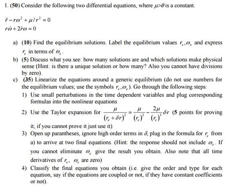 Consider The Following Two Differential Equations