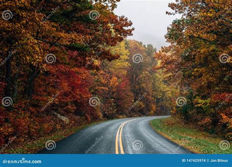 Cor Da Queda Ao Longo De Ridge Parkway Azul Em Virg Nia Foto De Stock Imagem De Montanhas