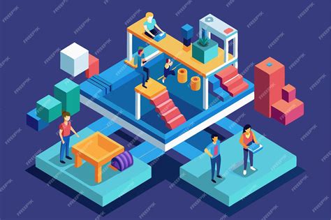 People Engage In Various Activities In A Vibrant Customizable Workspace Designed For