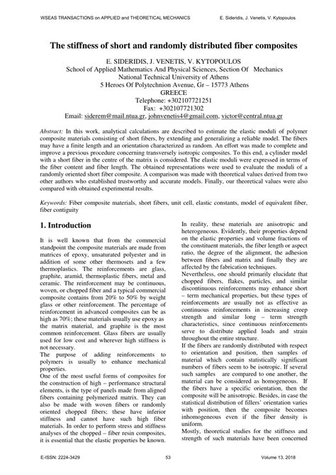 Pdf The Stiffness Of Short And Randomly Distributed Fiber Composites