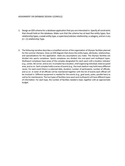 Assignment On Database Design I Pdf Computers