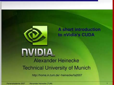 Ppt A Short Introduction To Nvidia‘s Cuda Powerpoint Presentation