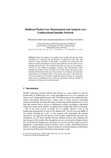 Pdf Multicast Packet Loss Measurement And Analysis Over Unidirectional Satellite Network